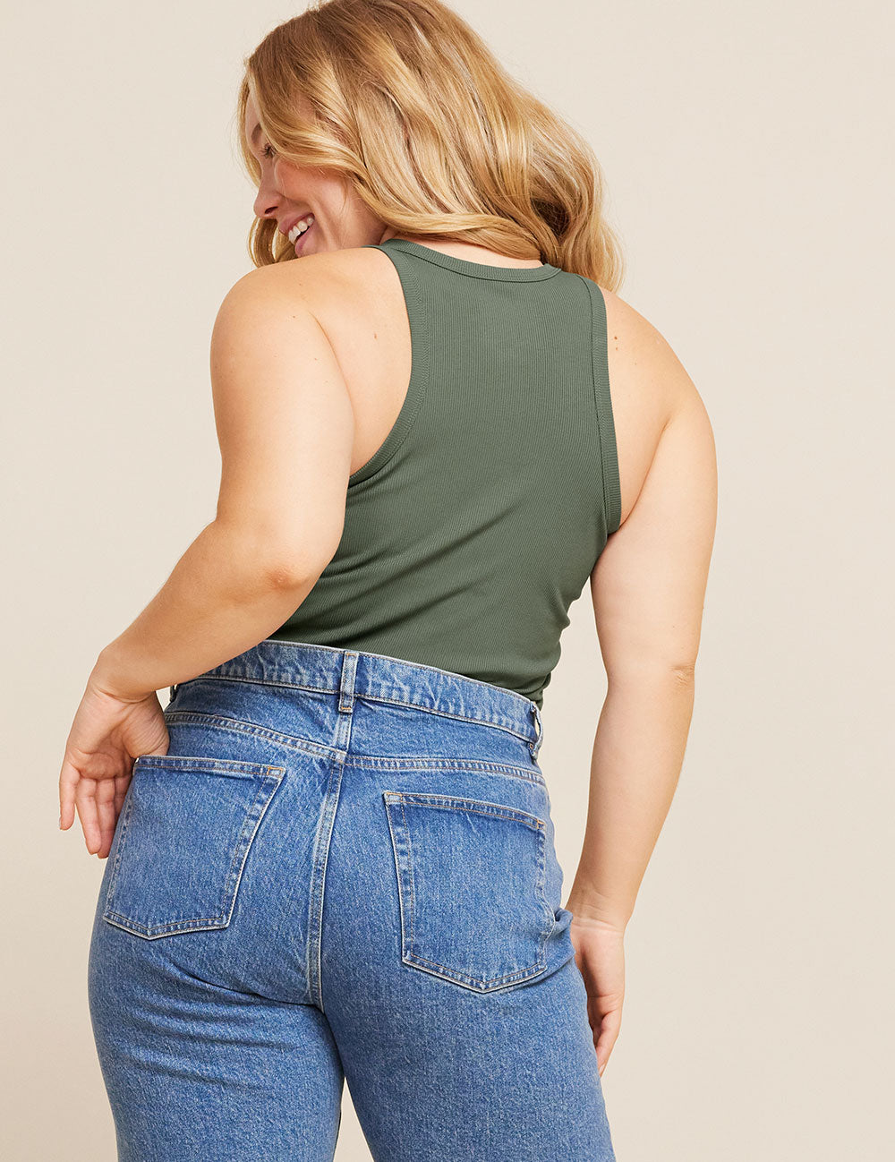 Women's Bamboo Ribbed Racerback Tank in Moss – Boody UK